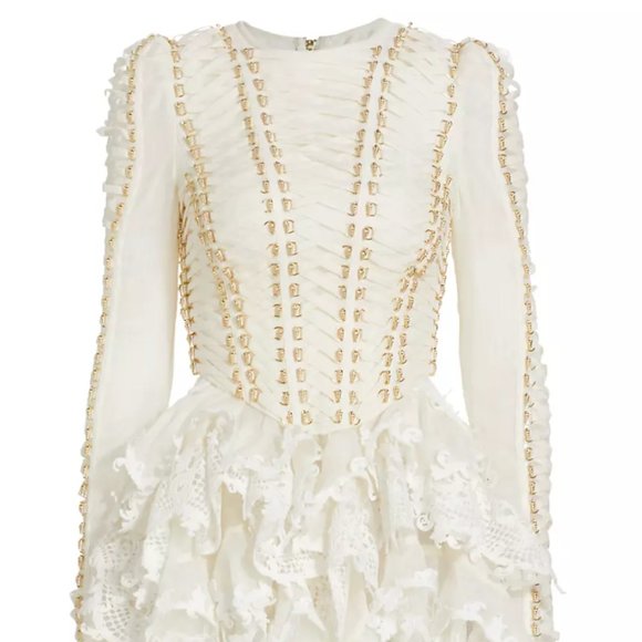 Zimmermann | Dresses | Zimmermann Coaster Beaded Laceup Minidress ...